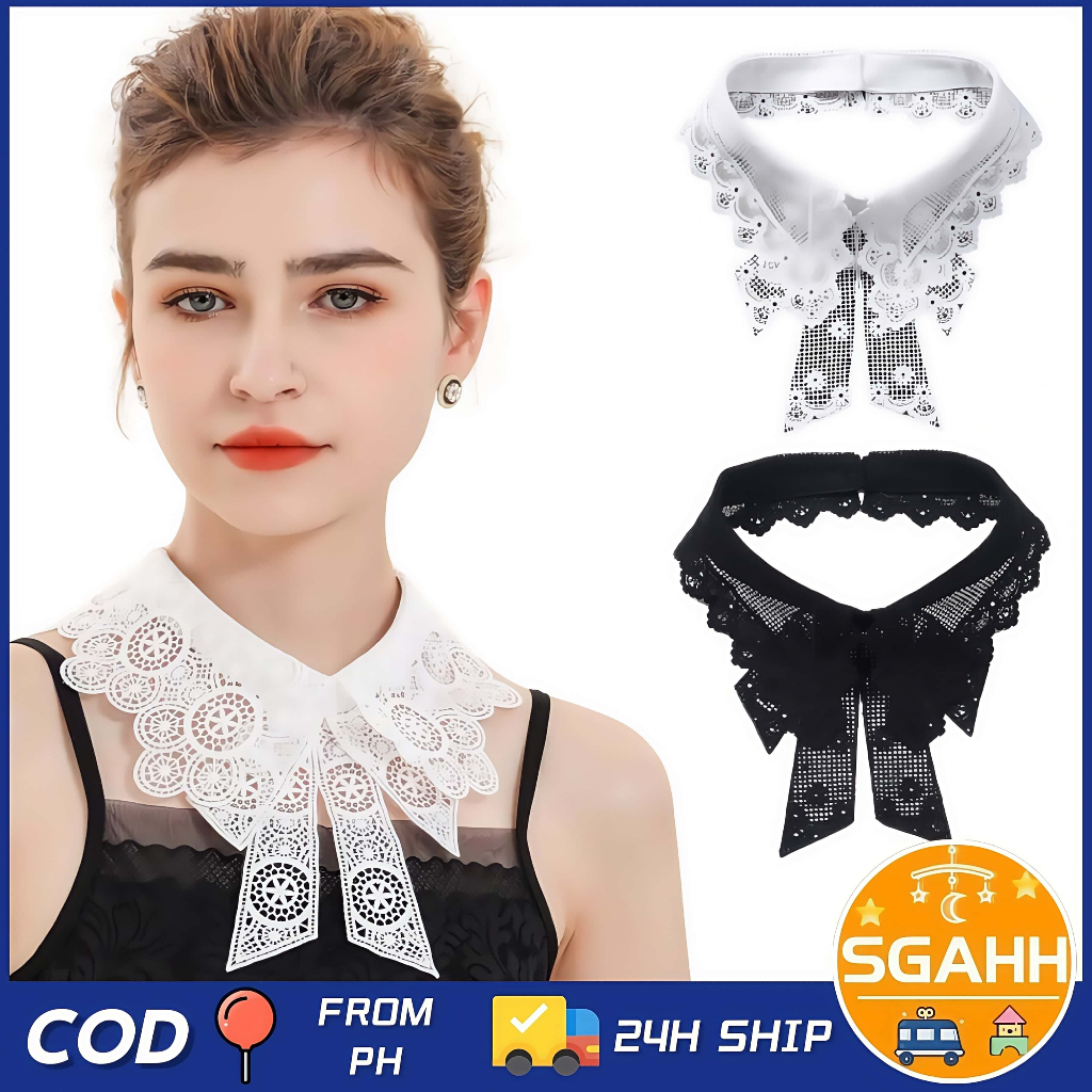 Embroidery Butterfly Lace Applique Neckline Collar Detachable Jabot ...