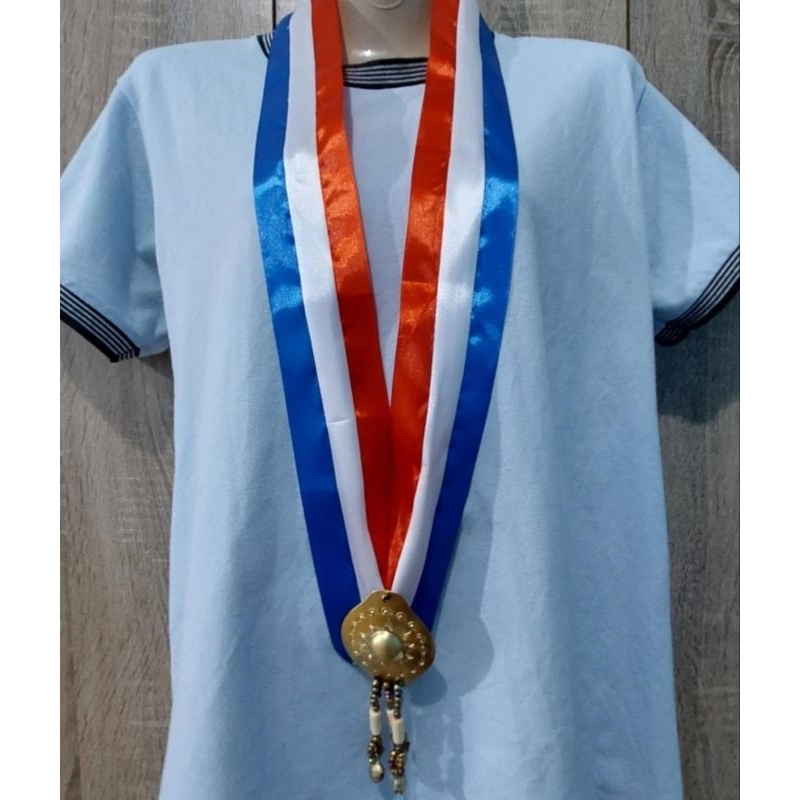 WELCOME LEI FLAG INSPIRED NECKLACE SATIN RIBBONS W/ AGONG BRASS ...