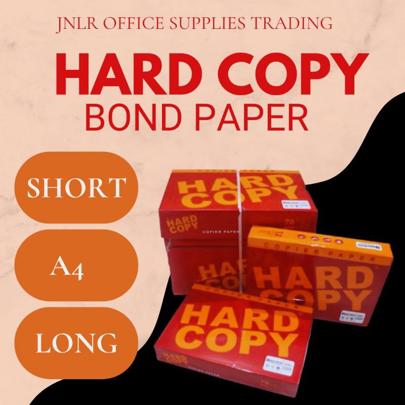 HARD COPY - (SHORT/A4/LONG) - Bond Paper/Ream/70gsm/500 sheets | Shopee ...