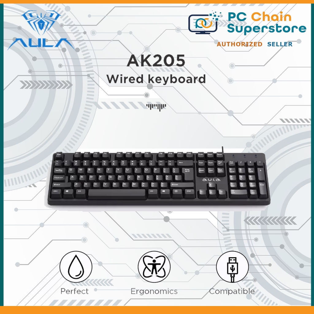 Aula AK205 Wired USB Keyboard - Splash-proof / Ergonomic | Shopee Philippines