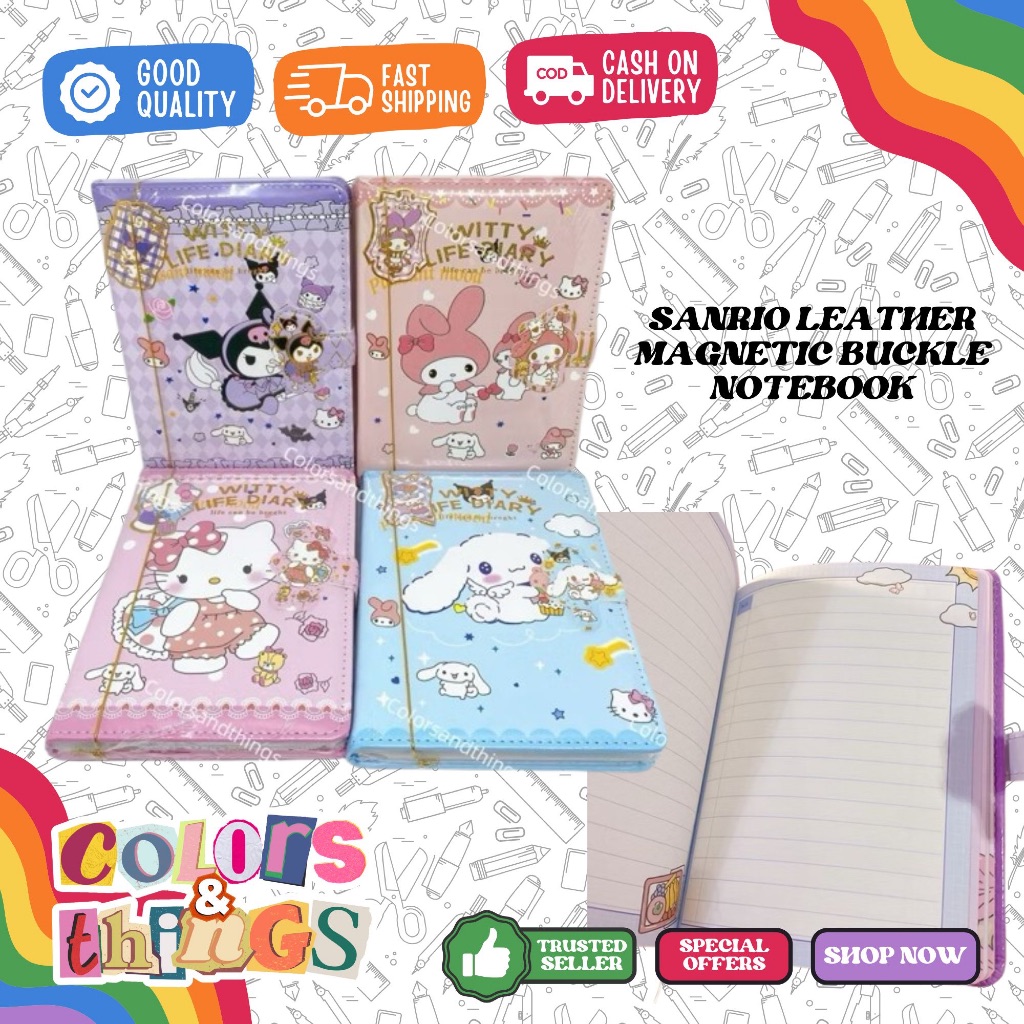 Colorsandthings Sanrio PU Leather Magnetic Snap Notebook School ...