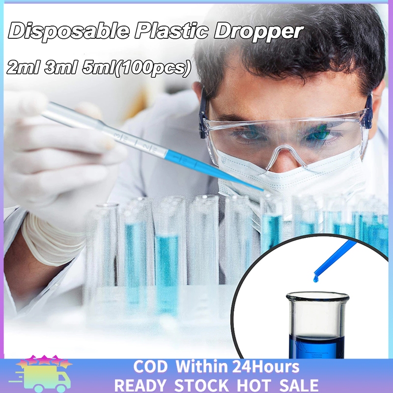 100pcs Disposable Plastic Dropper 2ml/3ml/5ml Transfer Pipette ...