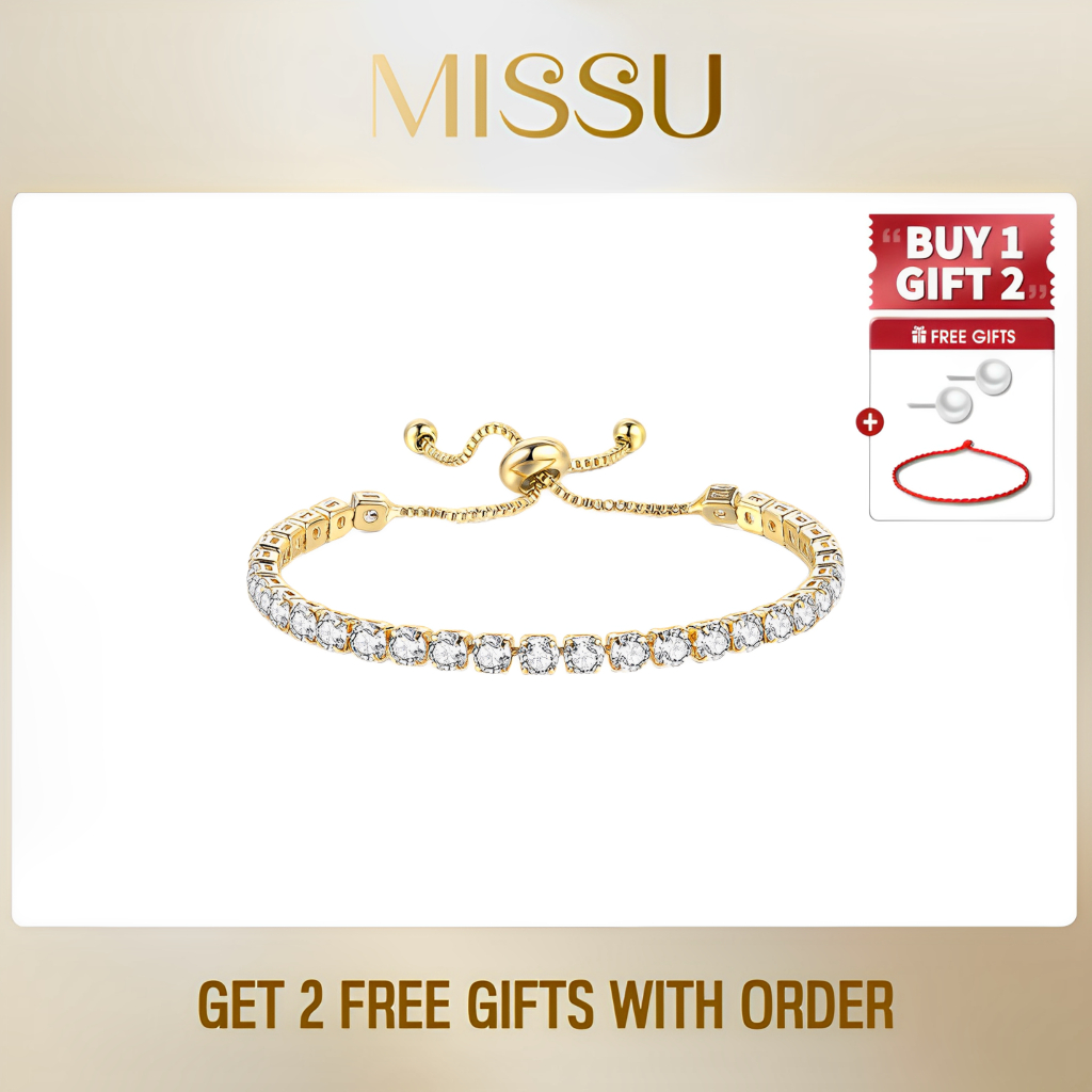 Missu 18K Gold Adjustable Tennis Bracelet Accessories for Women ...