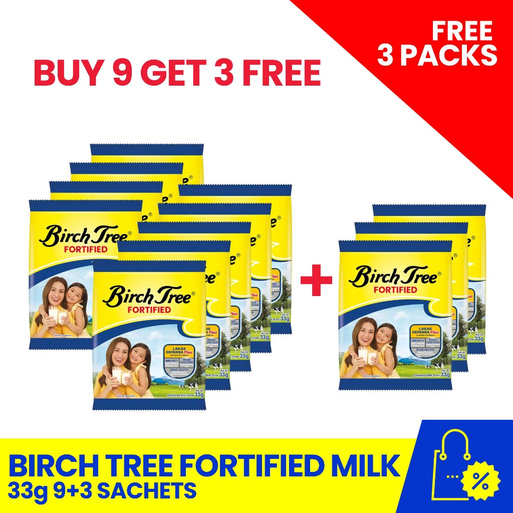BUY 9 GET 3: BIRCH TREE Fortified Milk Powder 33g 9+3 sachets | Shopee ...