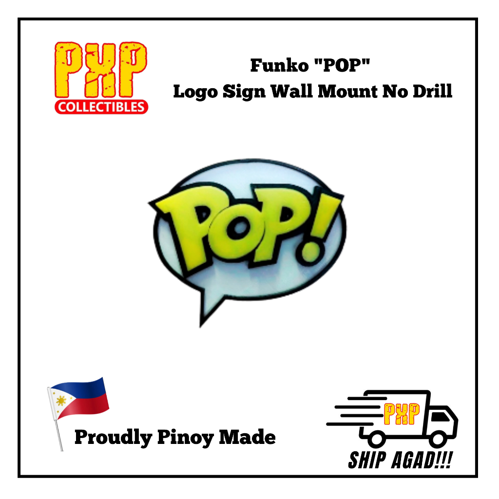 Funko "POP" Logo Sign Wall Mount No Drill - FREE Adhesive Included -3D ...