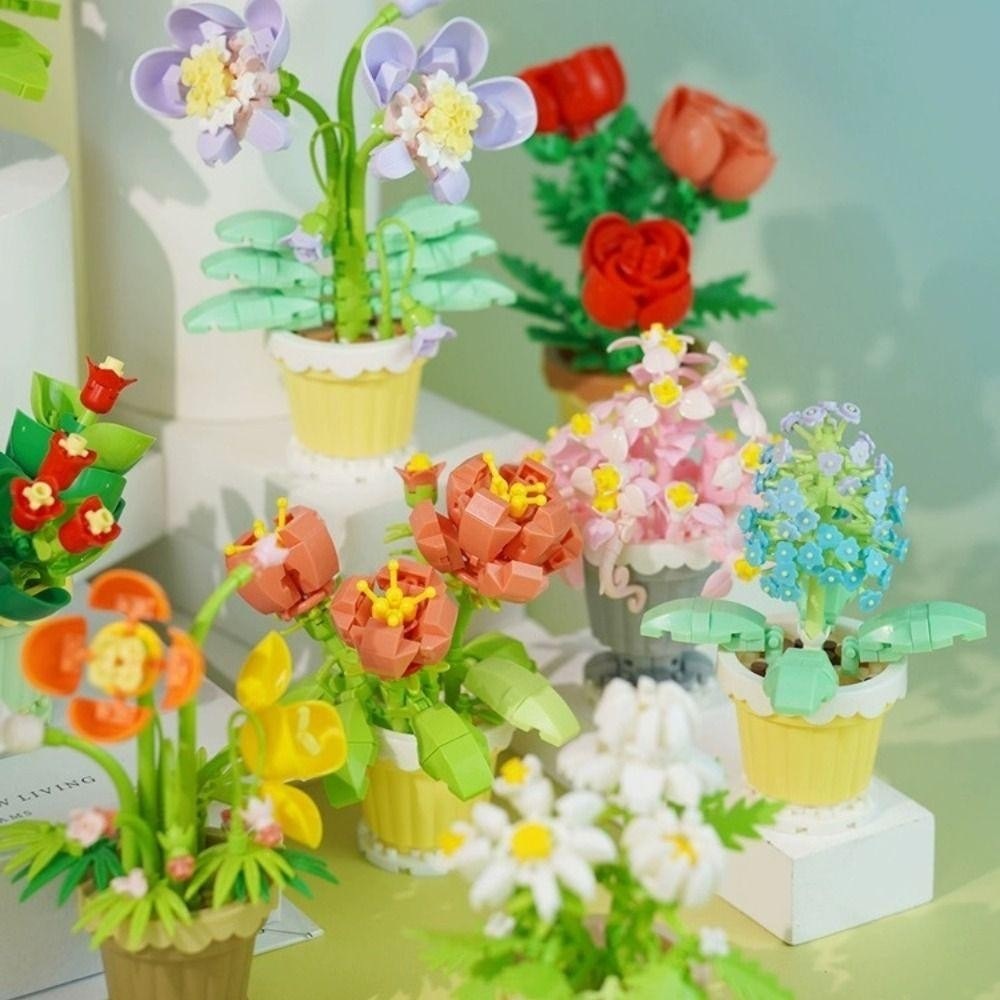 Small Particle Toy Puzzle Assembly Block Toy 7219-7230 Flower Potted ...