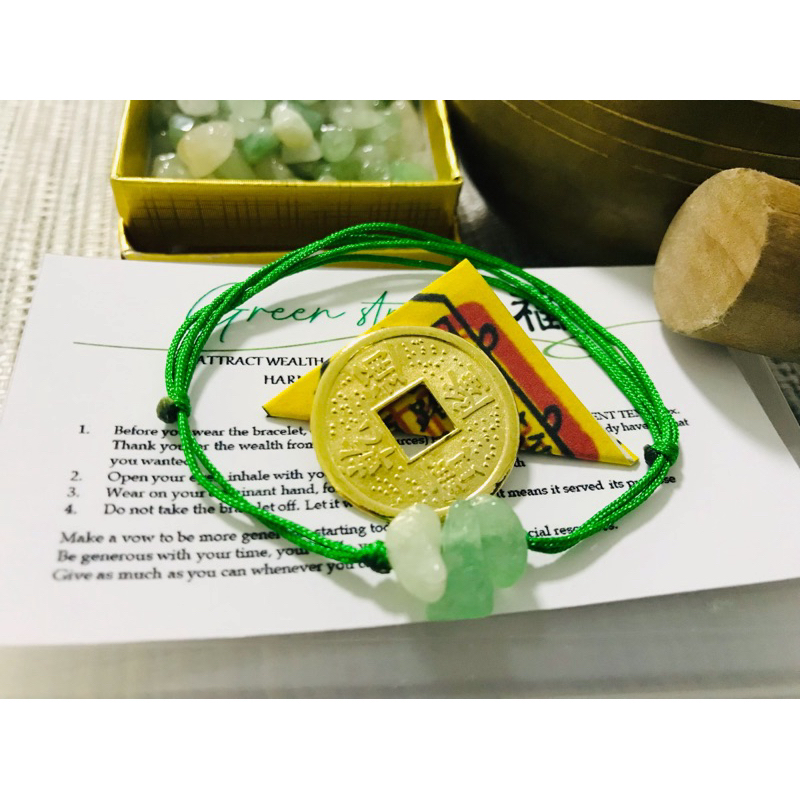 2025 G@MBL!NG LUCK ADVENTURINE GREEN STRING BRACELET (Cleansed,Highly ...