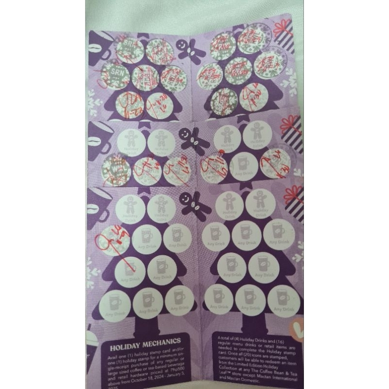 CBTL coffee bean 2025 Stamp Card -.Complete | Shopee Philippines