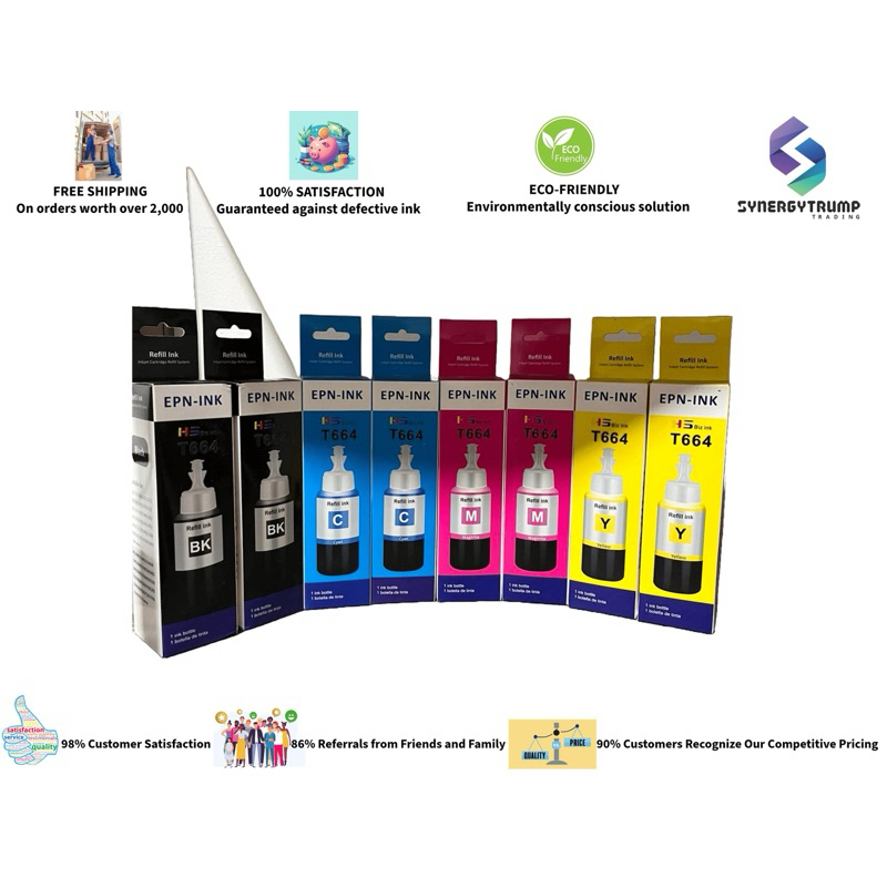 Epson 664 EcoTank Ink Bottle Compatible 4-Pack (Black, Cyan, Magenta, Yellow | Shopee Philippines