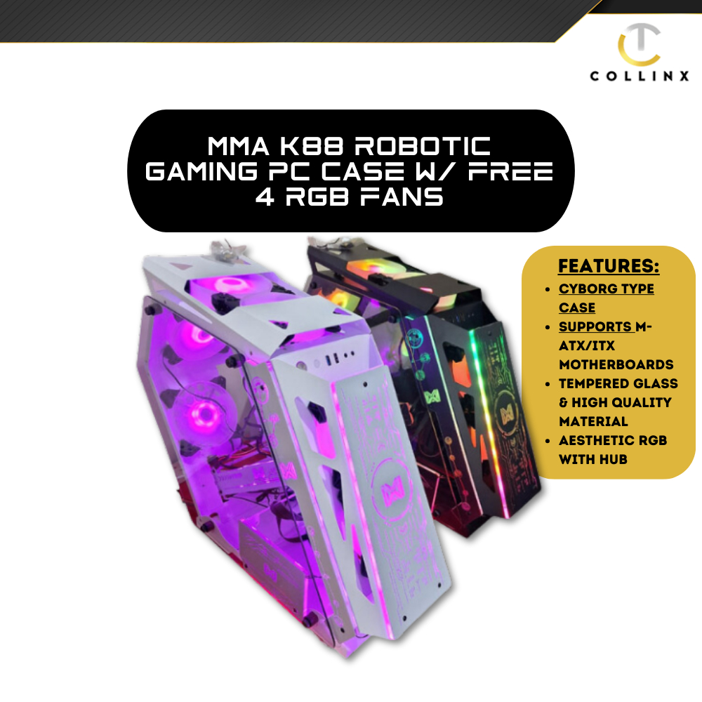 MMA K88 ROBOTIC CYBORG TYPE GAMING PC CASE WITH FREE 4 RGB FANS ...