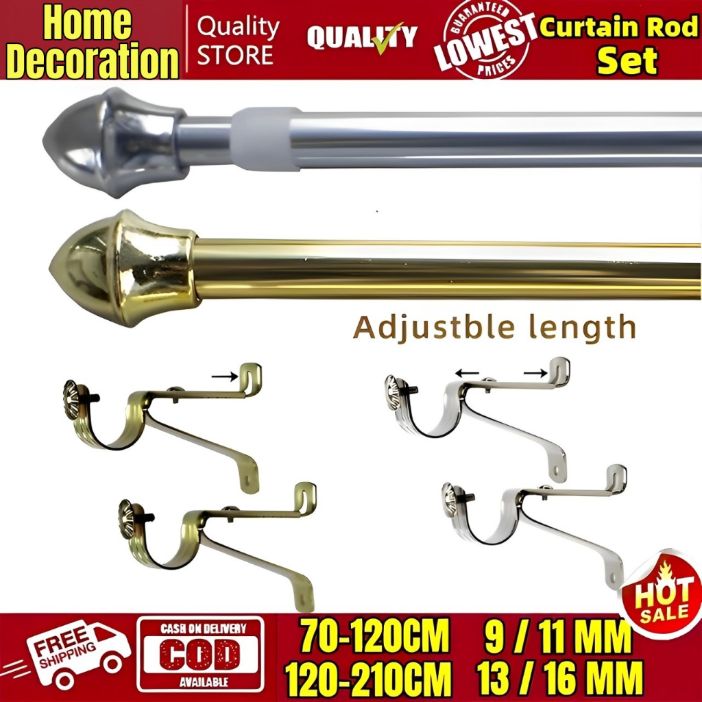 BUY 1 TAKE 1 New Gold/Silver Curtain Rod Netendable&Adjustable Curtain ...
