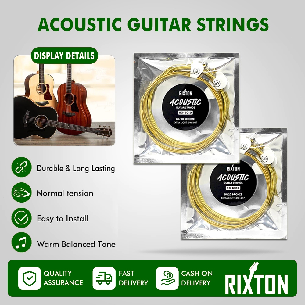 Rixton RX-BC10 Acoustic Guitar String Set Brass Phosphor Bronze Musical ...