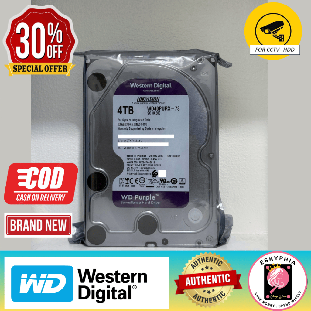 4TB WD PURPLE Surveillance Hard Disk Drive for CCTV SATA 3.5" | Shopee Philippines