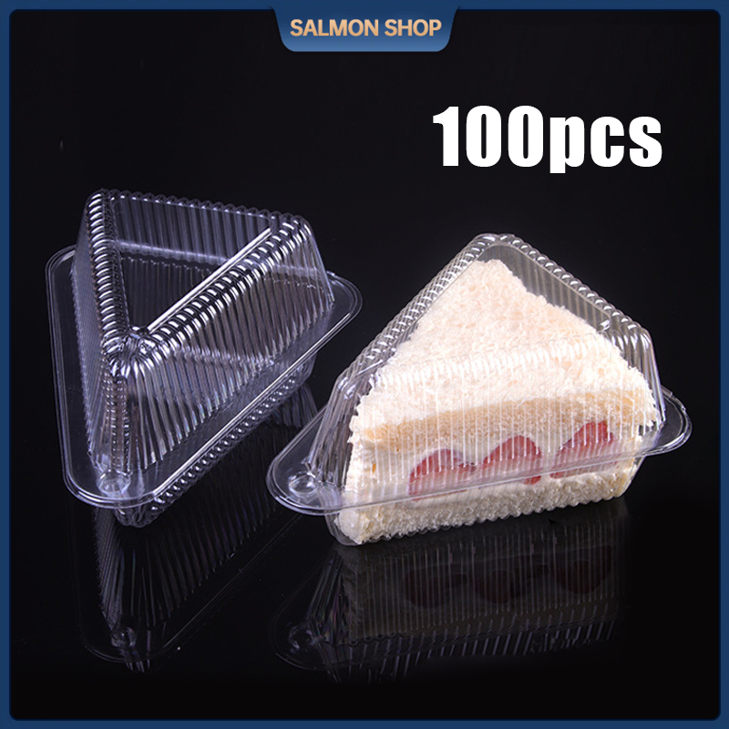 100pcs Single Slice Clamshell Box Transparent Triangle Slice Cake ...
