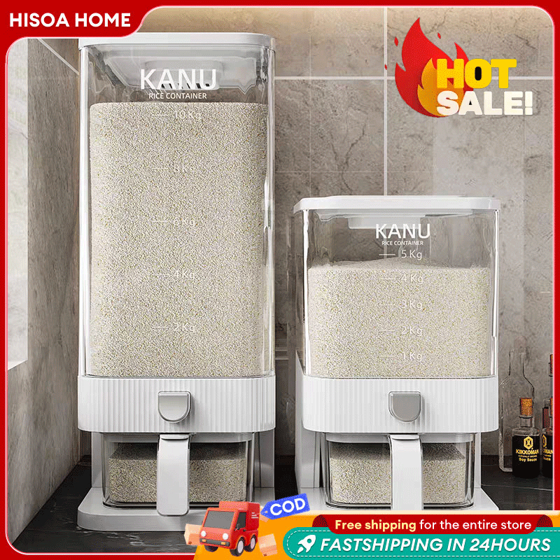 5-10KG Automatic Rice Dispenser insect-proof Rice Storage Box One Click ...