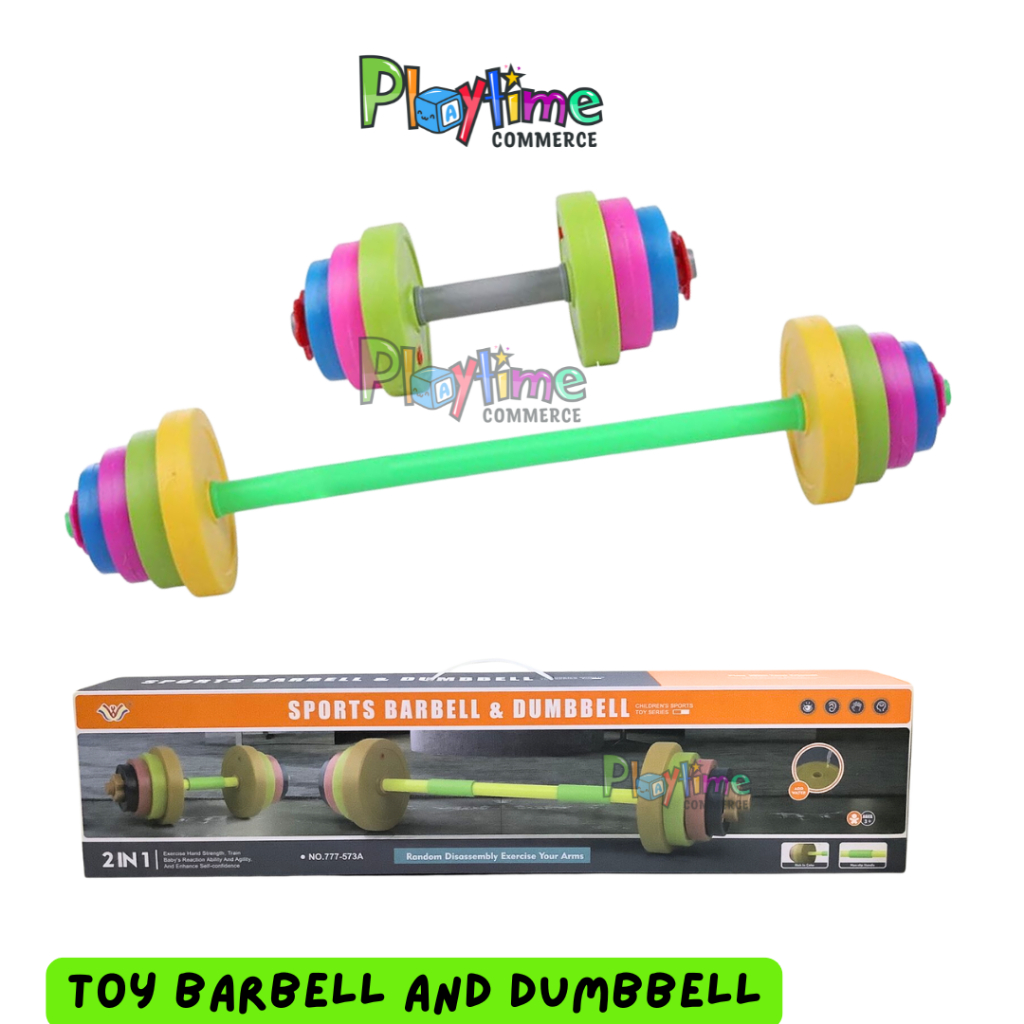 Kids Gym Toys Dumbbell and Barbell Lifting Weights Children Pretend ...