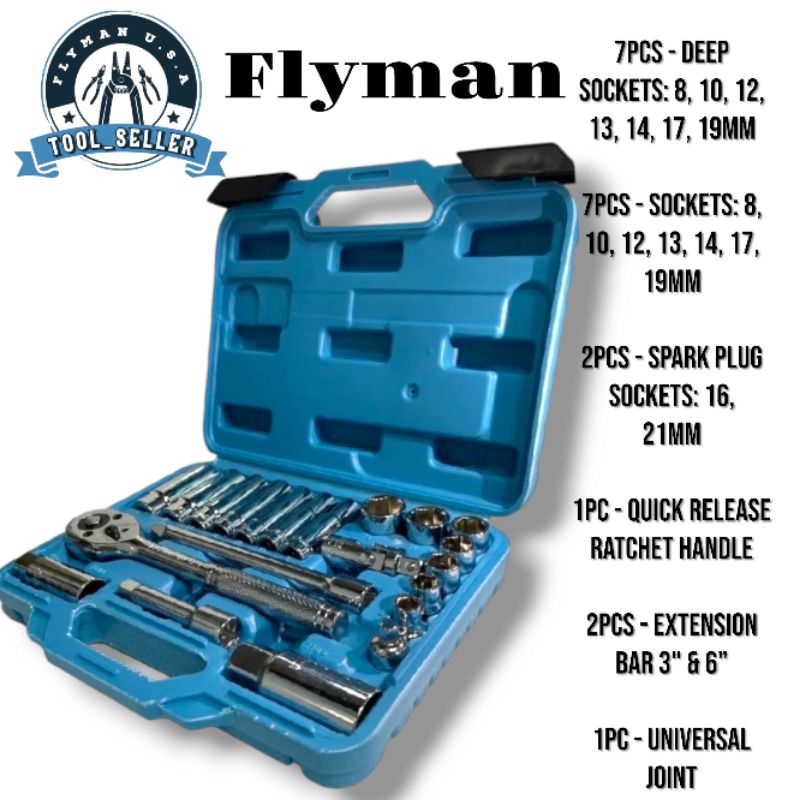 Original Flyman 21 Pcs. 3/8" Drive Socket Wrench Set COD | Shopee ...