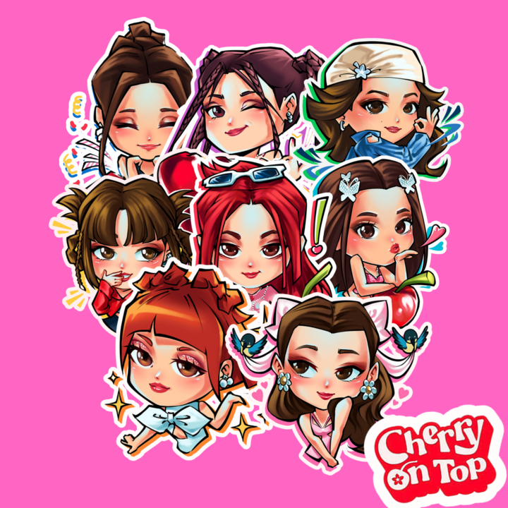 Bini inspired Cherry on top cute chibi vinyl stickers | Shopee Philippines