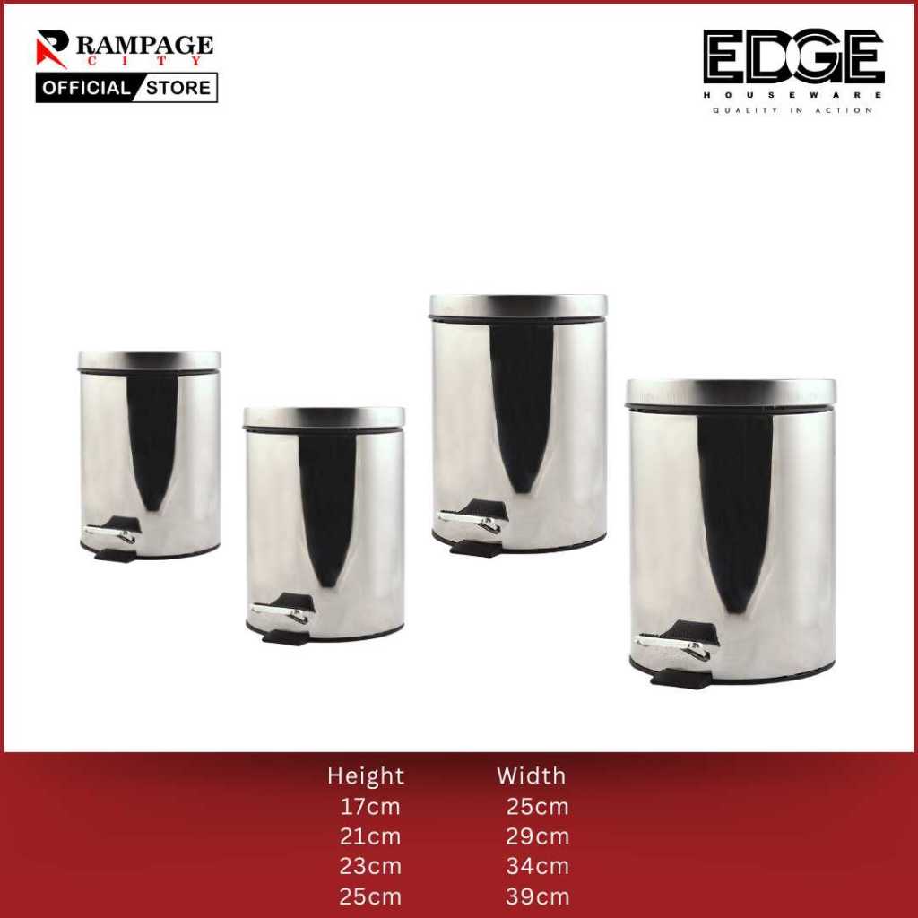 Edge Waste Bin Stainless Steel Paddle Bin 3Liters - 12Liters, Pedal ...