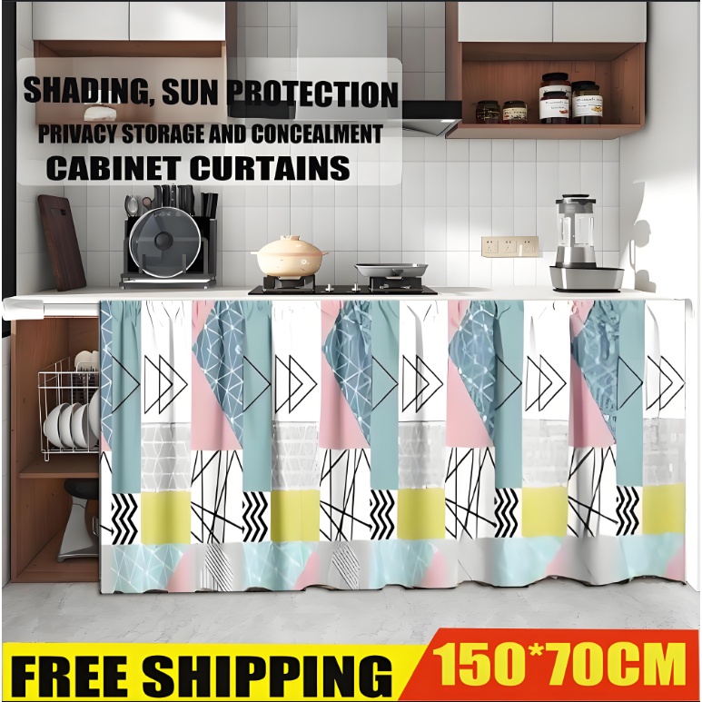 【Free Shipping】3PCS New Printed Design Kitchen Lababo Sink Curtains ...