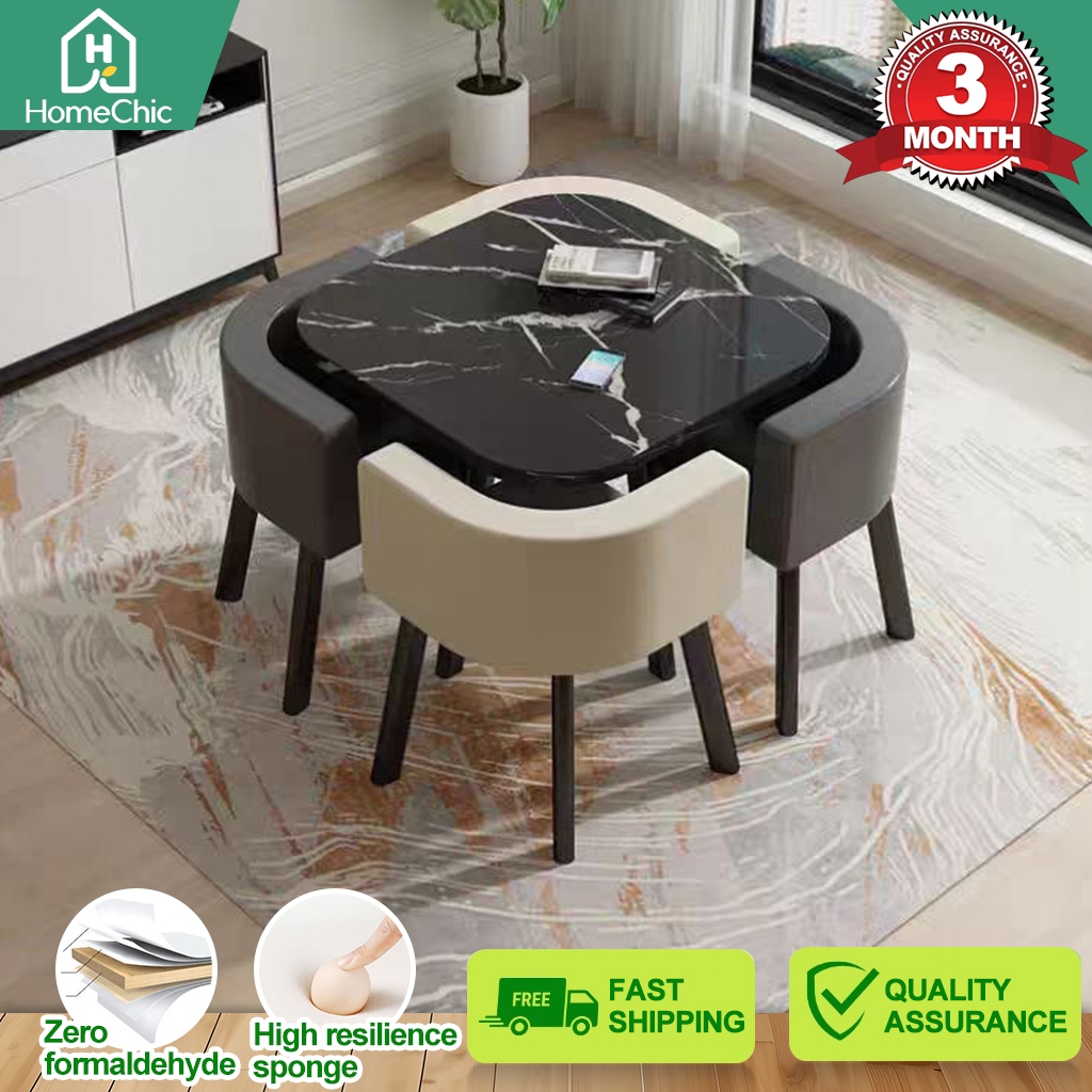 4-person dining table 80CM4 stools dining table set small round table ...