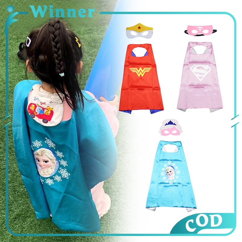 Girl Superhero Mask Cape Anime Supergirl Cosplay Costume Set Avengers ...