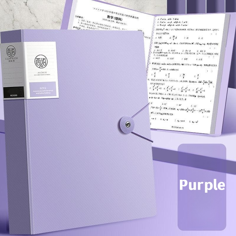 Purple Clear Book Long Folder Storage Bag Portfolio Folder Paper ...