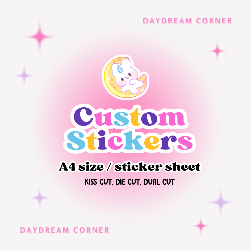 A4 Custom Stickers, Waterproof Personalized Made to Order Kiss Cut Die ...