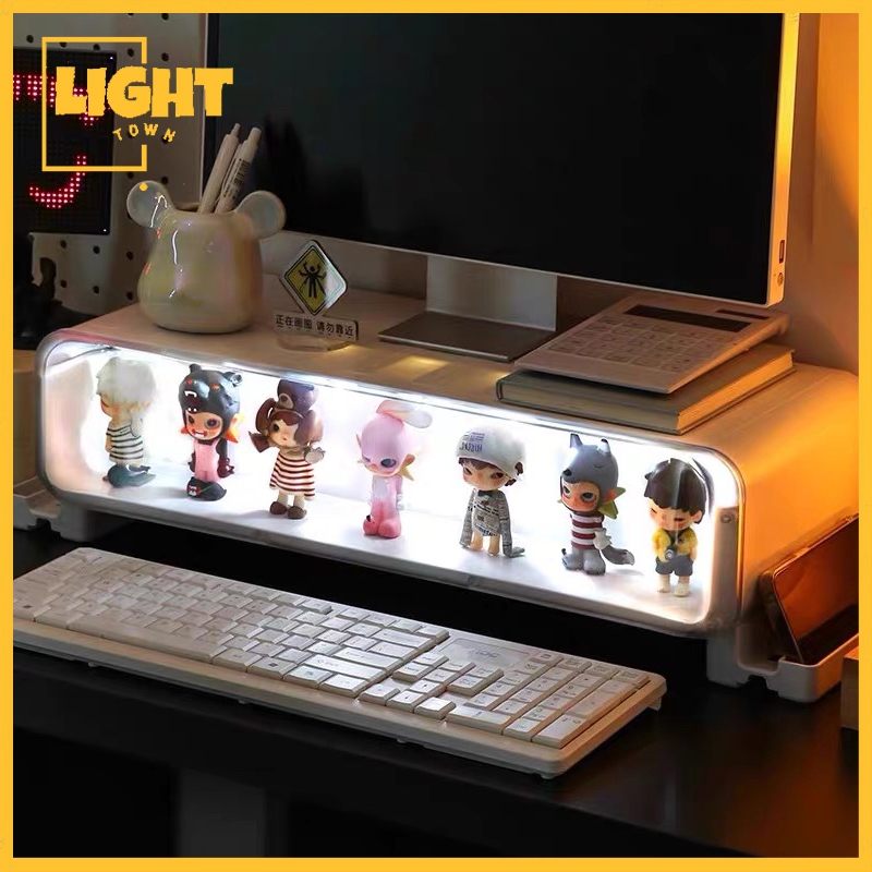 Blind Box Storage Box with Light Elevated Desktop Storage Rack Monitor ...