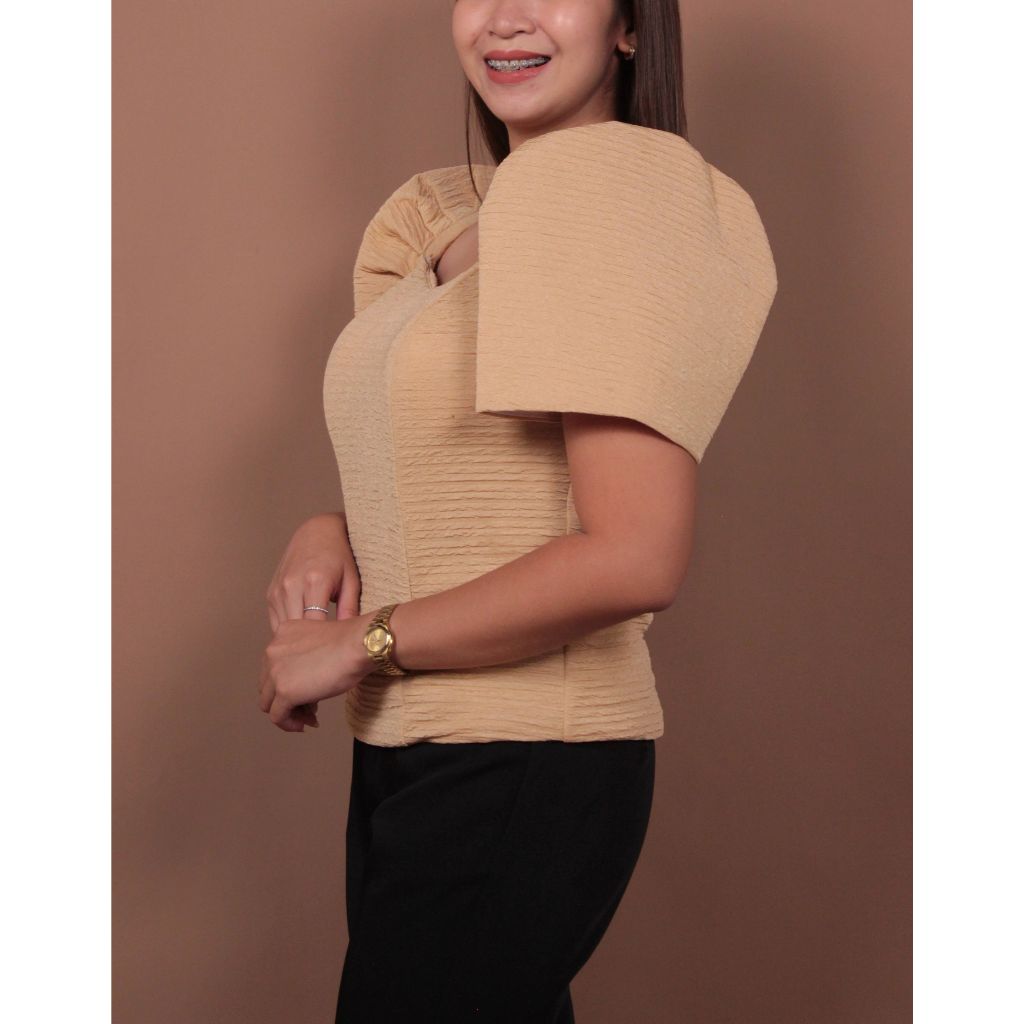 Wave Embose | Top Blouse | Filipiniana | Women | Comfort | Beige ...
