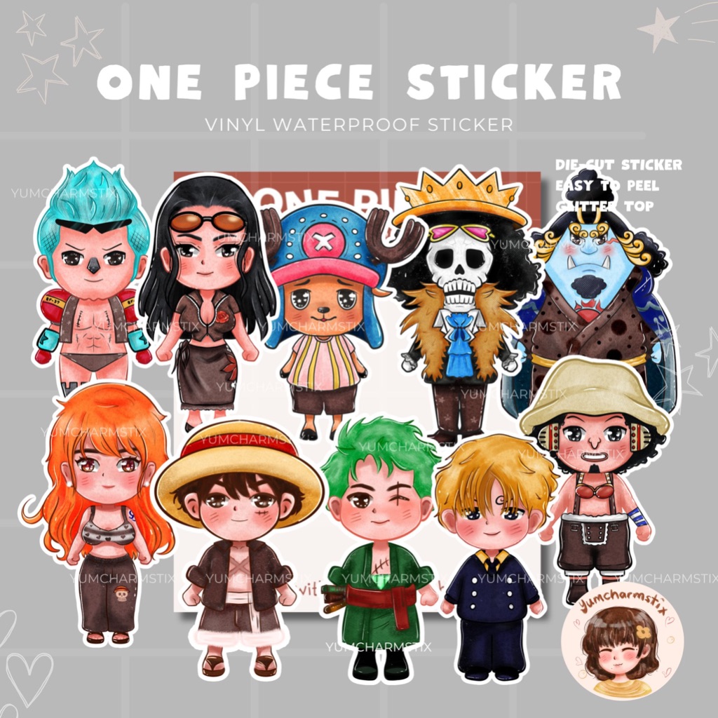 Cute One Piece Vinyl Waterproof Stickers / Glitter top / One Piece ...