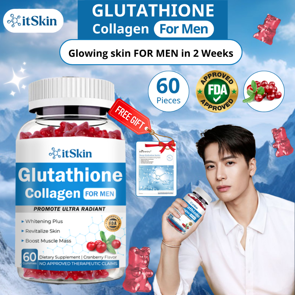 ITSKIN Glutathione Collagen Gummies For Men Original Whitening Skin ...
