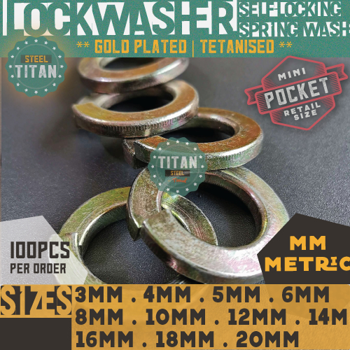 100PCs - MM Lockwasher / Lock Washer (Gold Plated / Tetanised) aka ...