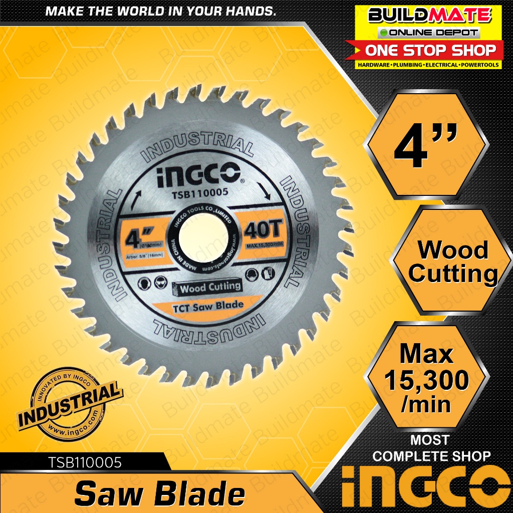 Buildmate x INGCO Industrial TCT Saw Blade 40T 4" Inch Wood Cutting For ...