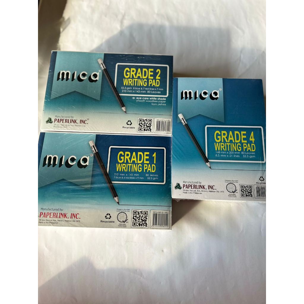 Mica Writing Paper Pad Intermediate, Yellow Pad, Grade 1-4,1/4Quiz,1/2 ...