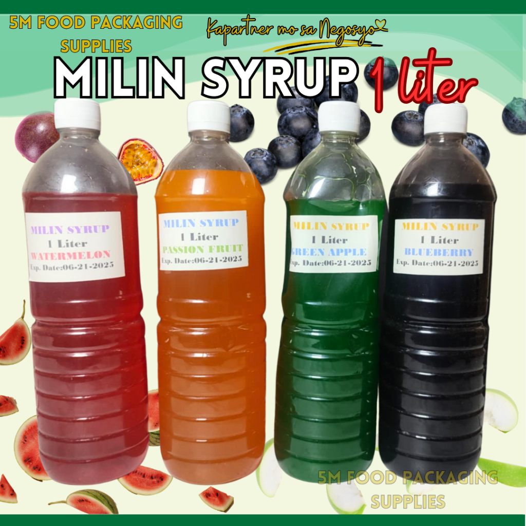 Milin Syrup REPACK 1 LITER Concentrated FruitSyrup Fruit Tea Milktea ...