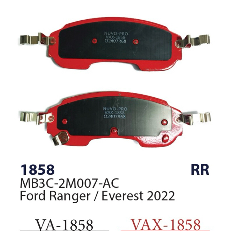 BRAKE PAD REAR FORD RANGER / FORD EVEREST 2022 MB3C2M007-AC NUVO VA ...
