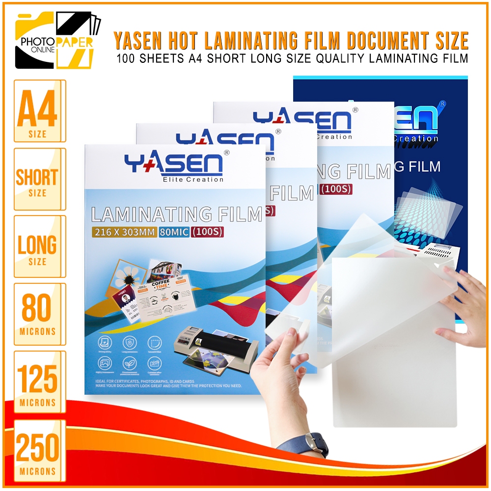 Yasen 10 Sheets Laminating Film A4 | Short | Long (80/125/250 Microns ...