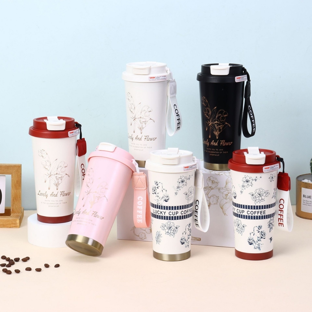 550ML 2 Way Drinking Hot Cold Coffee Mug Leakproof Lid Insulation Stainless Steel Coffee Cup ...