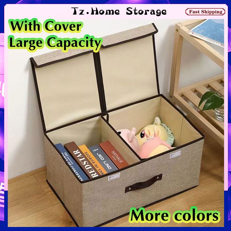 With Cover Linen Storage Oraganizer Box Foldable Clothes Storage Box ...