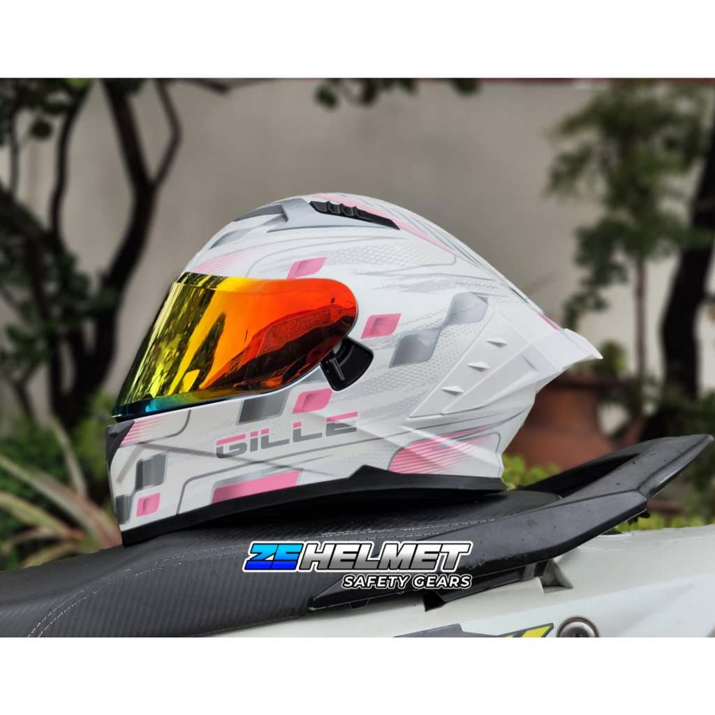 GILLE FF012 CIRCUIT RACER WHITE/PINK/SILVER | Shopee Philippines