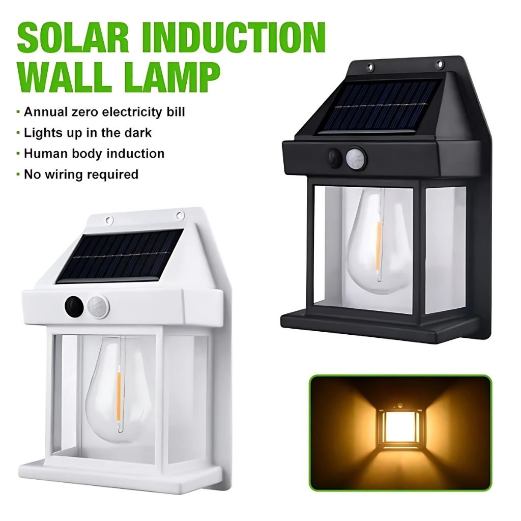 Solar Induction Wall Lamp Solar Outdoor Tungsten Wire Courtyard Wall Lamp Solar Powered LED ...