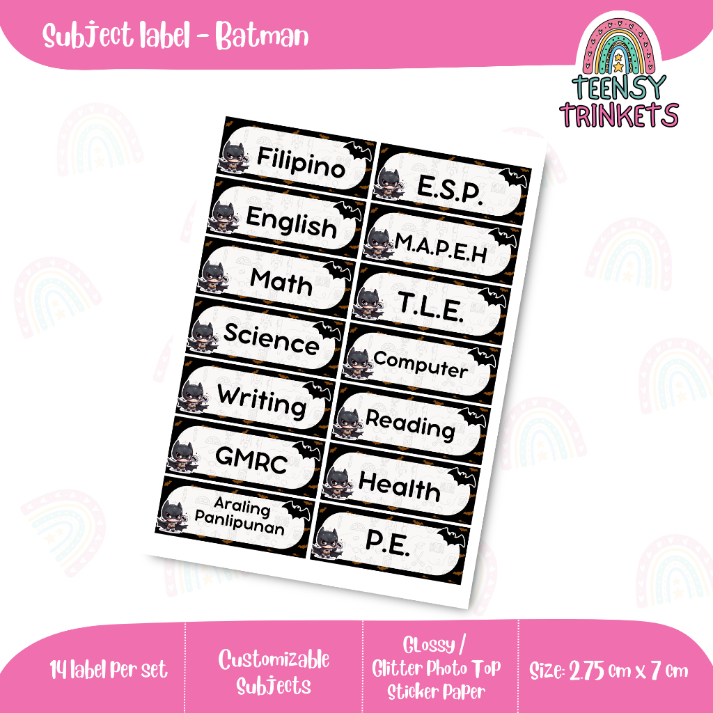 Customizable Subject Label Stickers for Notebooks | easy peel | Shopee ...