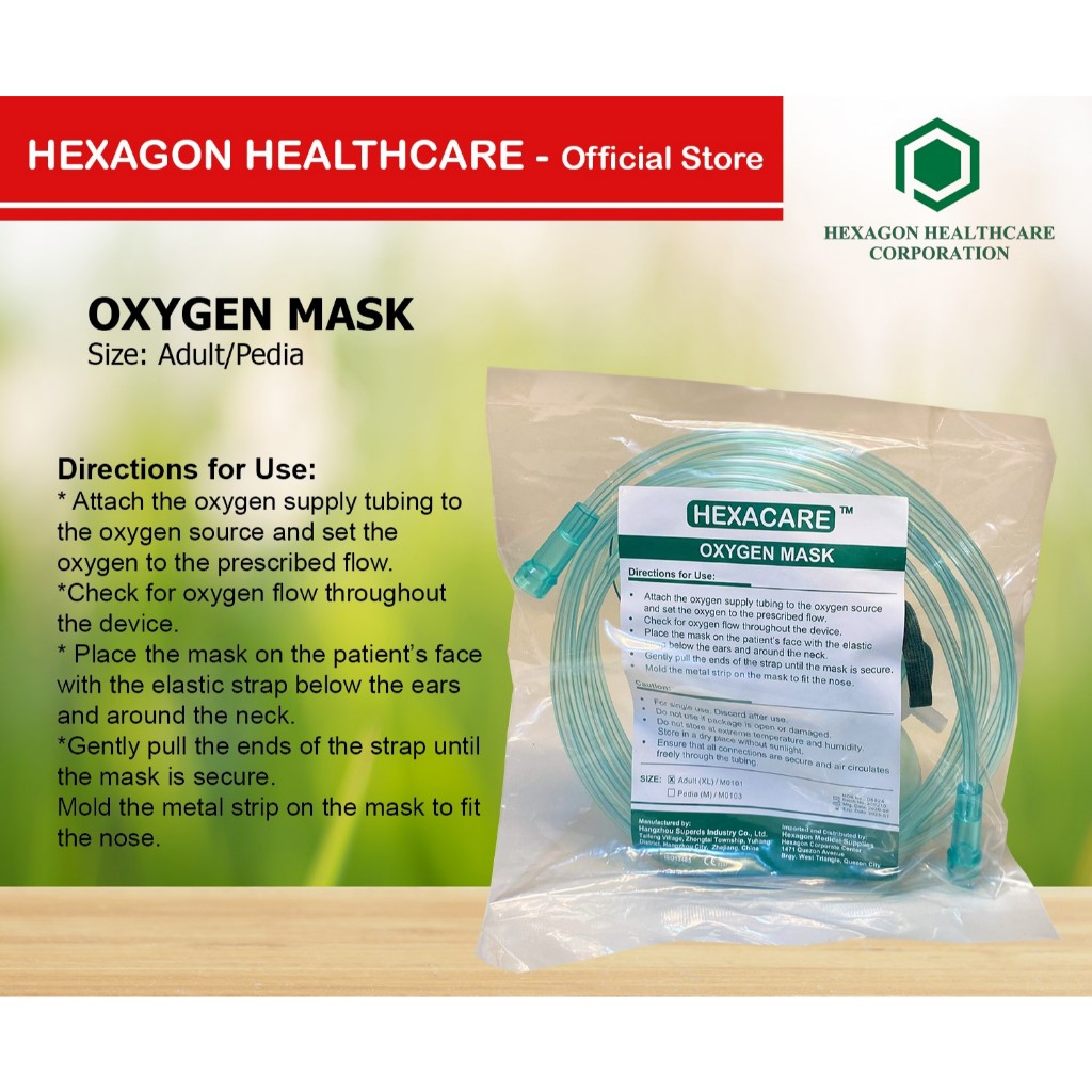 OXY02S - Oxygen Mask HEXACARE) Green, Pedia Size | Shopee Philippines