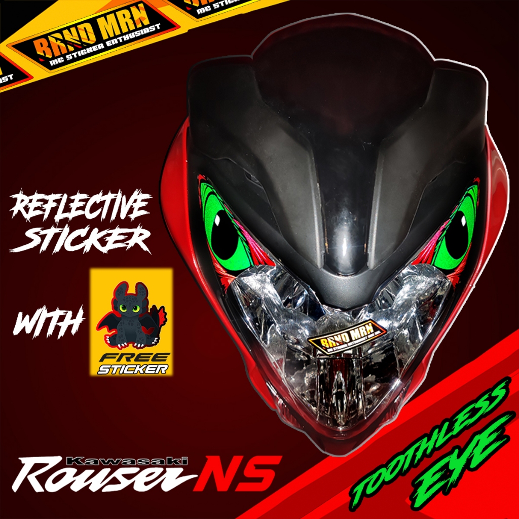 KAWASAKI ROUSER NS150 NS160 NS200 REFLECTIVE TOOTHLESS EYE DECAL ...