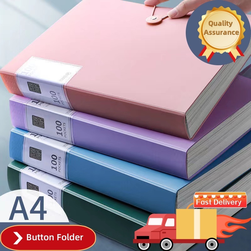 A4 Transparent Button Folder Paper Storage Multi-Layer File Management ...