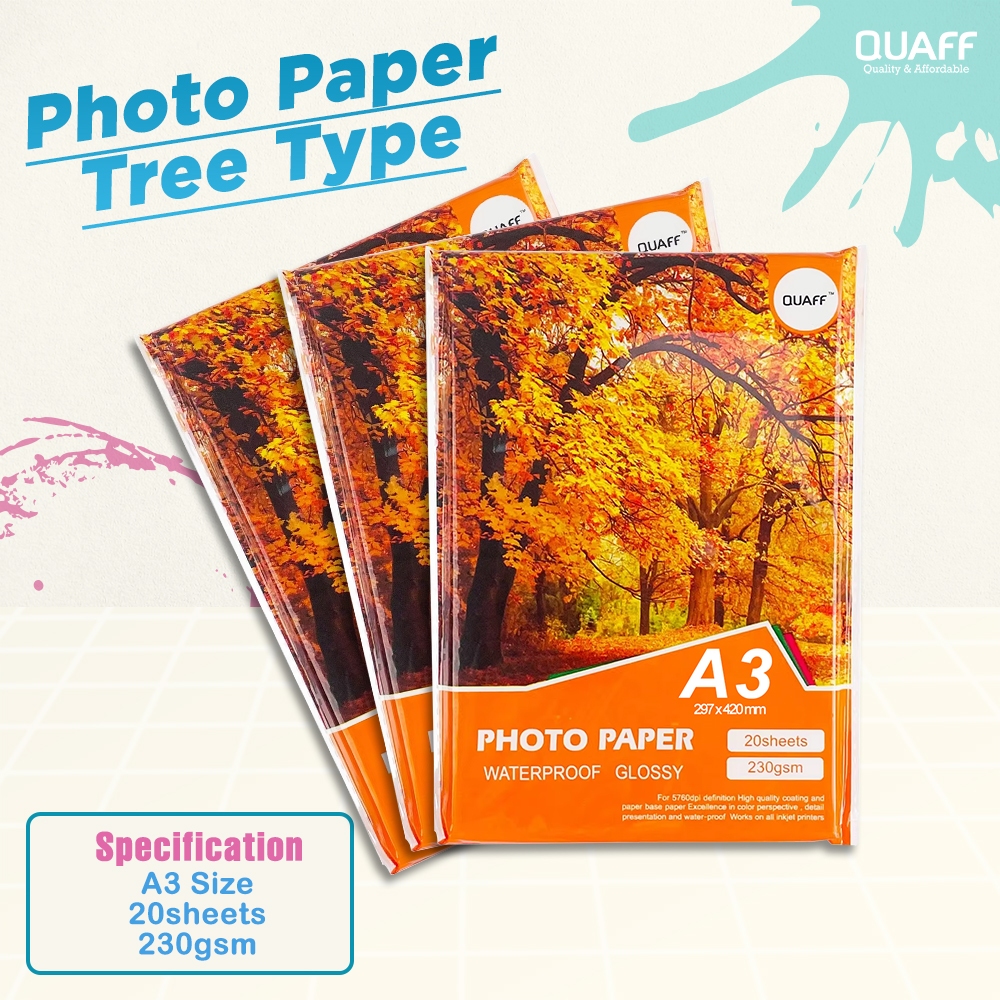 A3 Size Quaff Glossy Inkjet Photo Paper with Back Print 230gsm ...