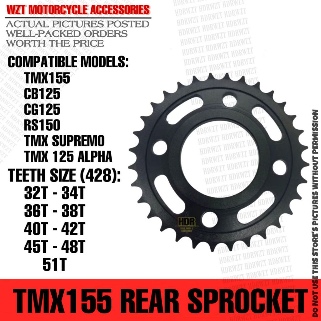 REAR SPROCKET TMX155 / CB125 / CG125 / RS150 / TMX SUPREMO / TMX125 ...