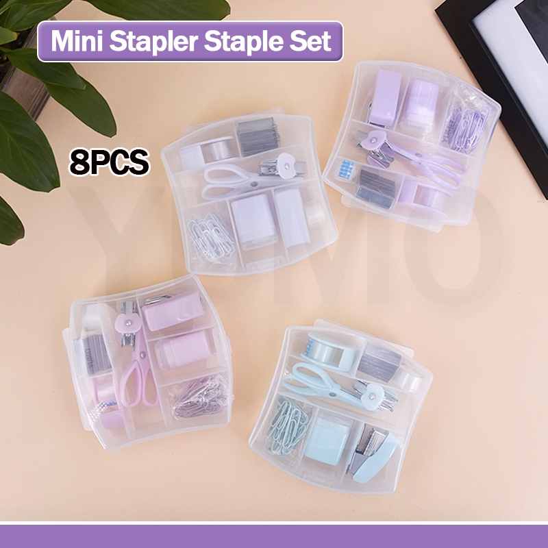 Mini Stapler Staple Punch Hole Tape Machine Set Korean Multifunction ...