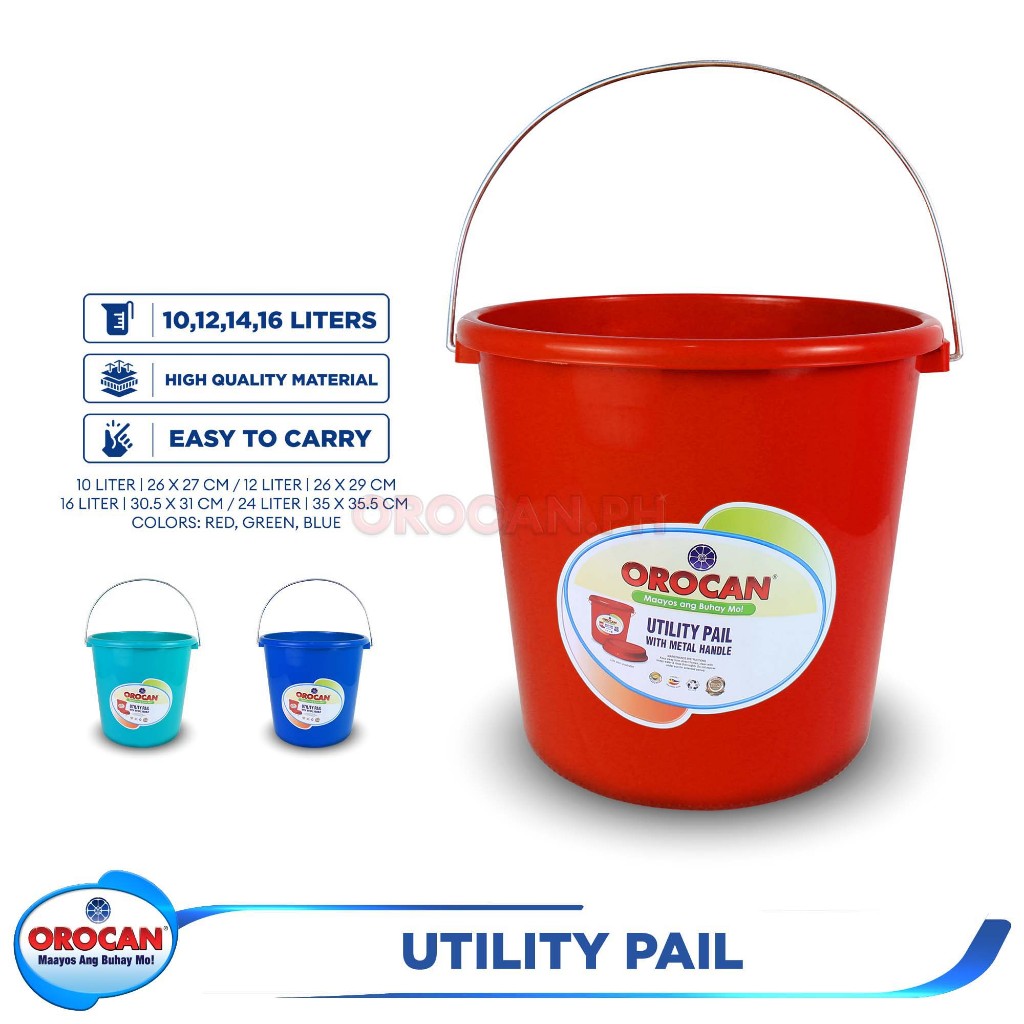 Orocan Utility Pail 10 Liters (BLUE,GREEN,RED) | Shopee Philippines